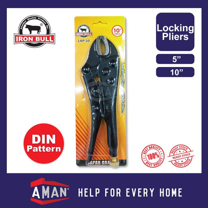 IRON BULL Curved Jaw Locking Plier DIN Pattern Round Type Vice Grip ...