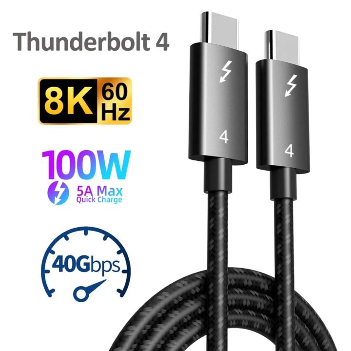 Thunderbolt 4 Cable Supports 8K Display/ Dual 4K/100W Fast Charging ...
