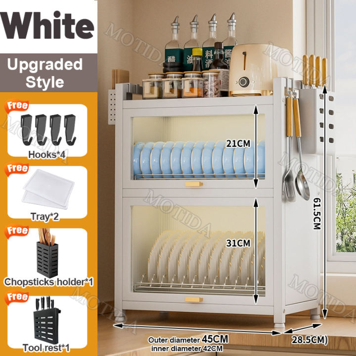 Motida 3 Tiers Kitchen Countertop Plate Organizer Storage Shelf With ...