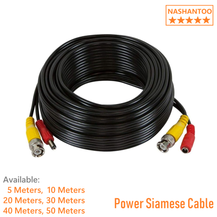 Nashantoo 5/10/20/30/40M BNC+DC Plug Siamese Cable 100% Tested for CCTV ...