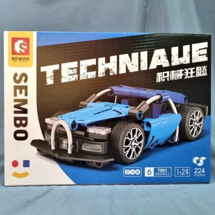 Sembo 7001 mobil sport balap technic biru 14.1cm skala 1:24. mainan ...