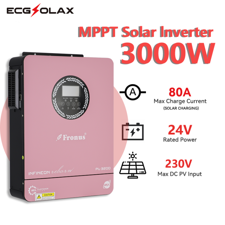 Local warranty 3000W 24V Hybrid Solar Inverter 230Vac Built In 80A MPPT ...
