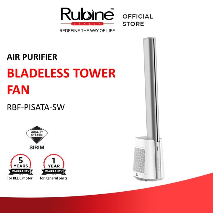 RUBINE RBF-PISATA-SW 2-in-1 Air Purifier Bladeless Tower Fan | Lazada