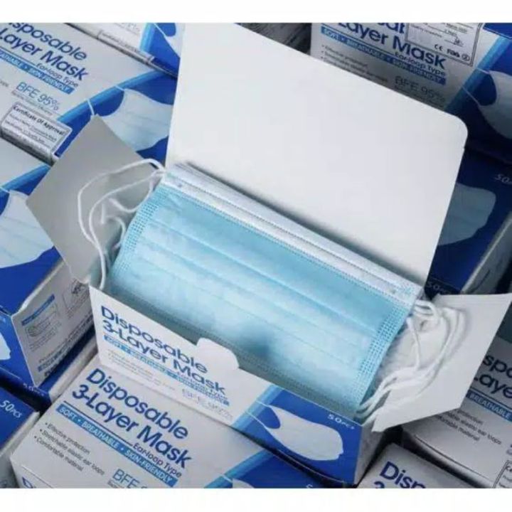 MASKER BIRU 3 PLY / MASKER EARLOOP BIRU ISI 50 PCS | Lazada Indonesia