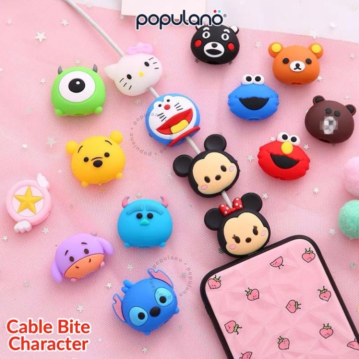 Populano Cable Bite Korean Style Cartoon Cable Bite Cute Cable Protector Cartoons Pelindung ...