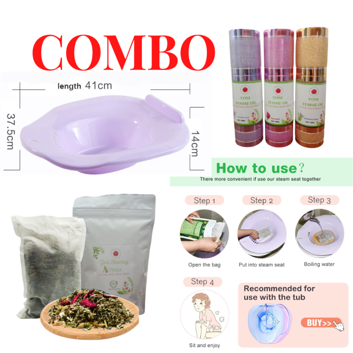 COMBO [Sitz Bath + Steaming Herbs + Yoni Oil] For Personal Care Womb ...