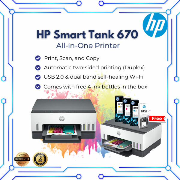 HP Printer / HP Smart Tank 670 (6UU48A) / All in One Printer / Printer ...