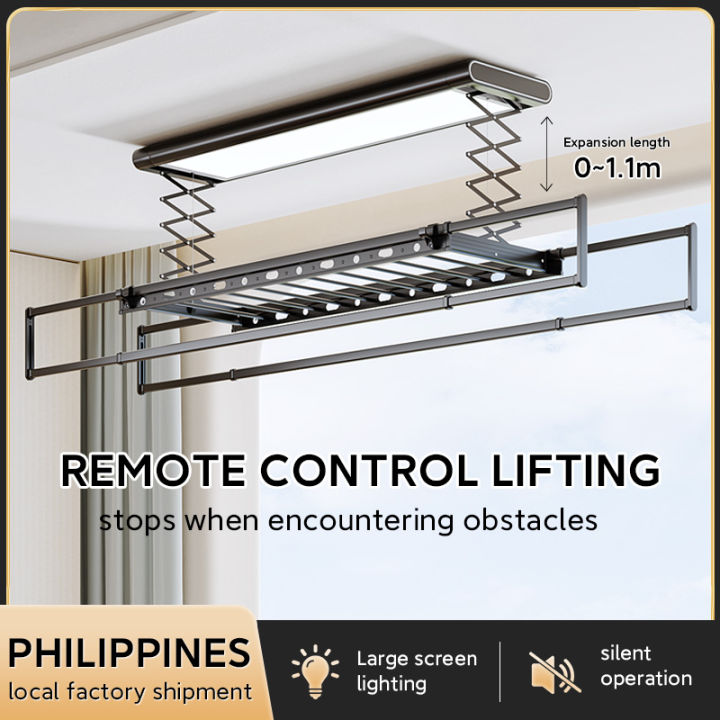 Intelligent electric drying rack, with LED lighting function, lifting ...