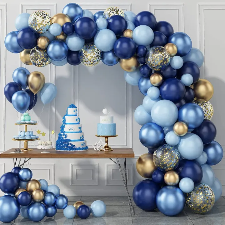 QUONE Navy Blue Balloon Garland Arch Kit, Metallic Blue and Macaron ...