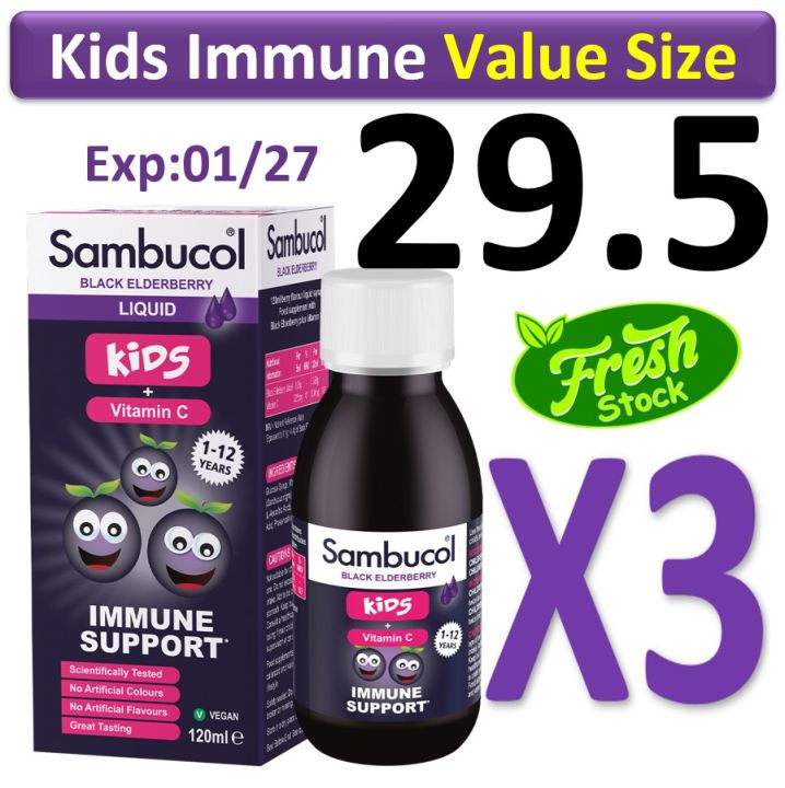 👍Sambucol Kids Black Elderberry Immune Support Liquid 120/230ml Vegan ...