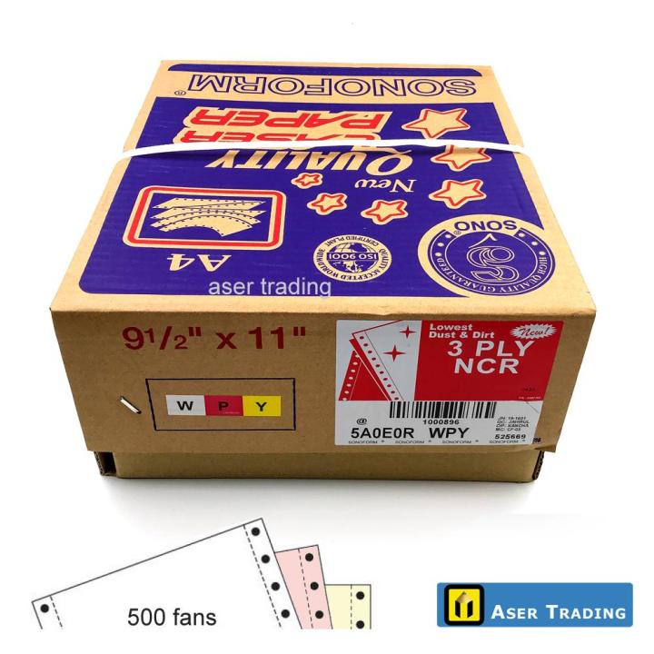 SONOFORM COMPUTER FORM - 3 PLY NCR white/pink/yellow (500FANS) | Lazada