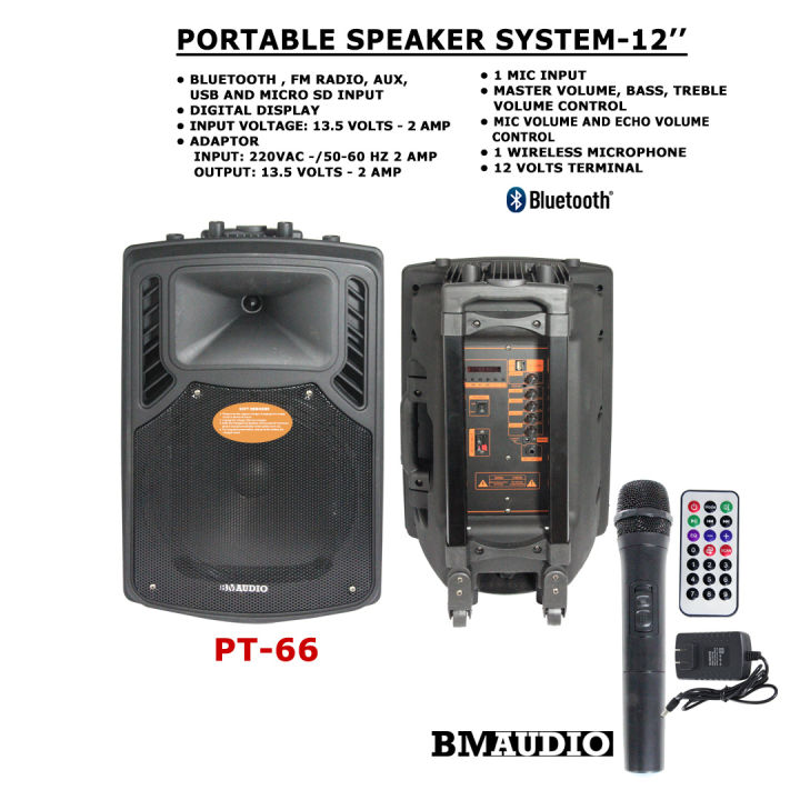 BM Audio Portable Speaker System – Powerful, Wireless & Versatile 12'' AND 8'' PT-66 SP-A2005S ...