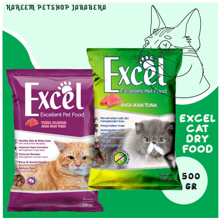 EXCEL cat food 500g ikan ayam tuna donut segitiga makanan kucing 500 g ...
