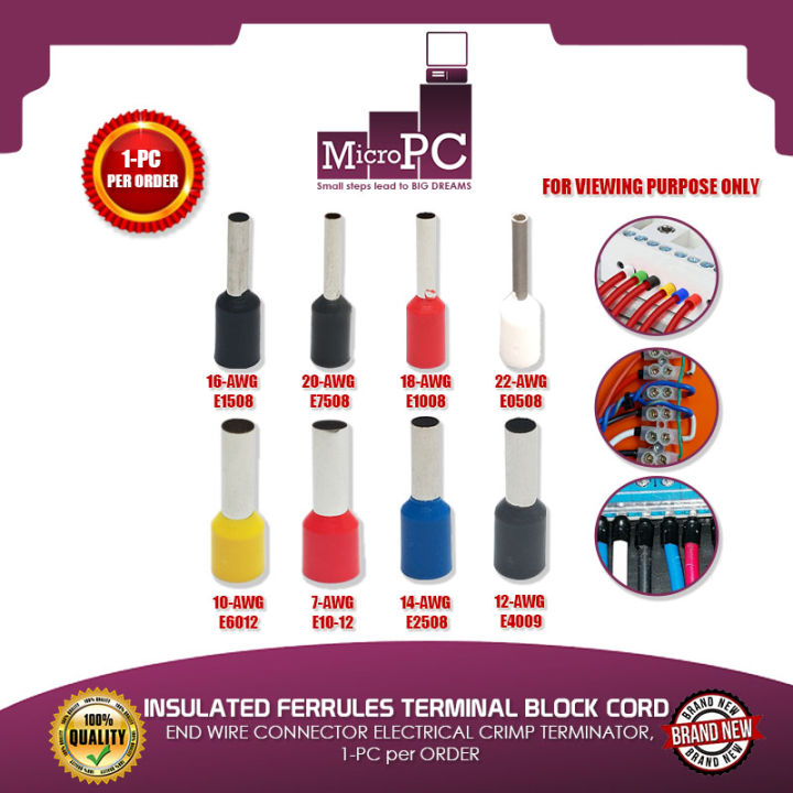 INSULATED FERRULES TERMINAL BLOCK CORD END WIRE CONNECTOR ELECTRICAL ...