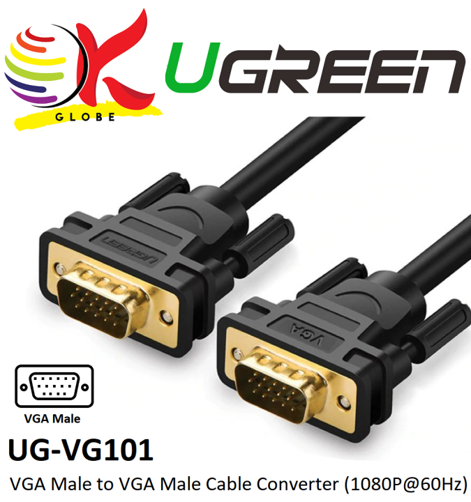 UGREEN VGA MALE TO MALE CABLE ADAPTER CONVERTER WITH GOLD PLATED ...
