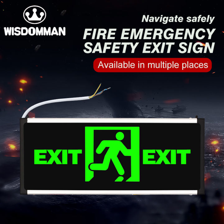 WISDOMMAN Emergency Exit Light Safety Sign LED Signs Exit Signs Office ...