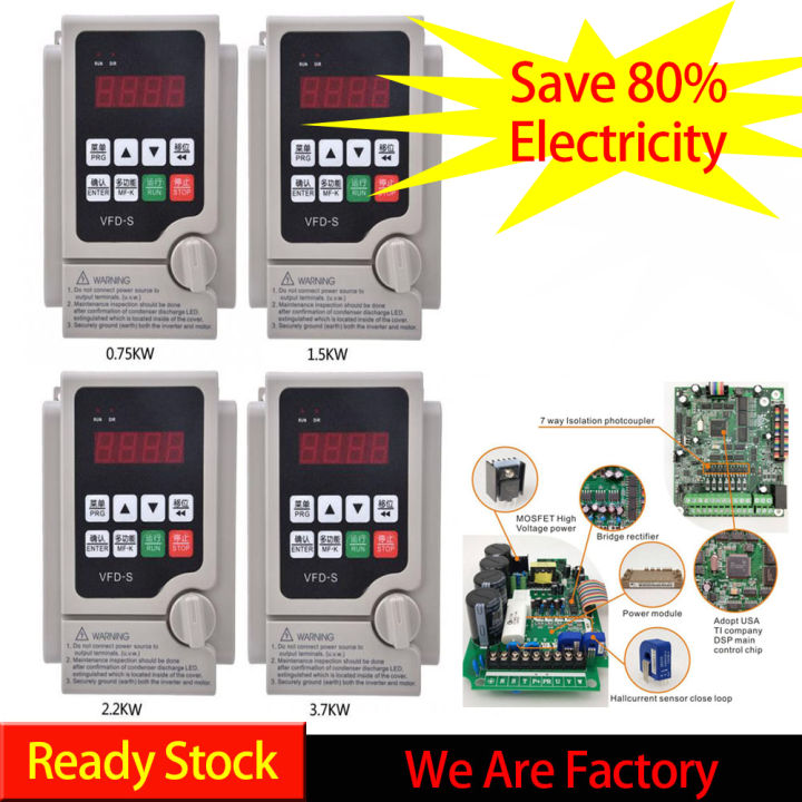 【Flash Promotion】220V 0.4Kw/ 0.75Kw/1.5Kw/2.2Kw/3.7Kw Vfd Single Phase Input 3 Phase Output ...