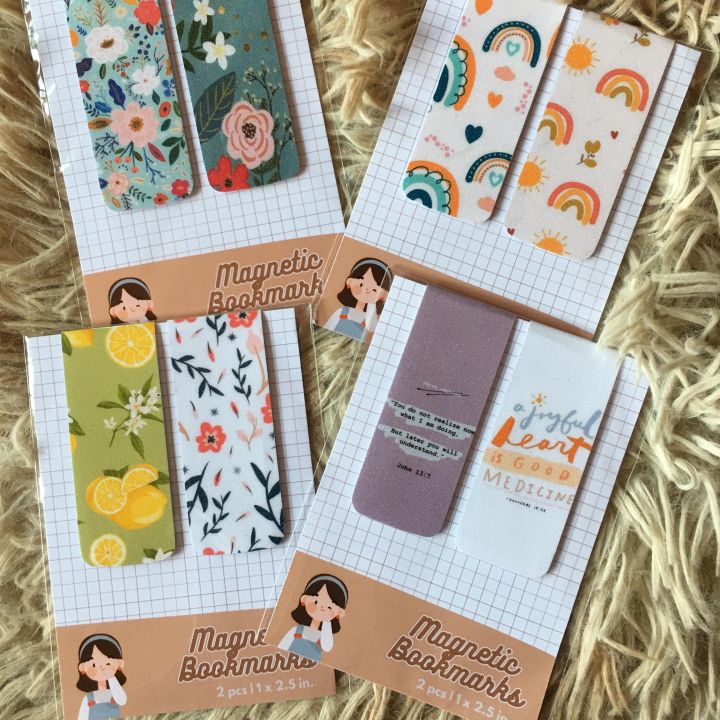 2pcs Magnetic Bookmarks | 1 x 2.5 inches (Glittered) | Lazada PH