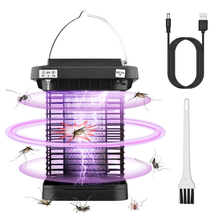 Outdoor Solar Powered Bug Killer Zapper High Powered Electric Mosquito ...
