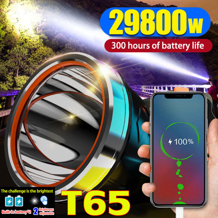 【Range 100000m】headlight for fishing flashlight waterproof original 300 ...