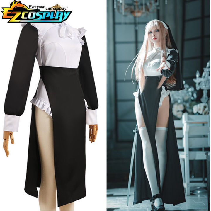 Sexy Nuns Original Design Cosplay Chowbie Uniform Black Sexy Dress Xs