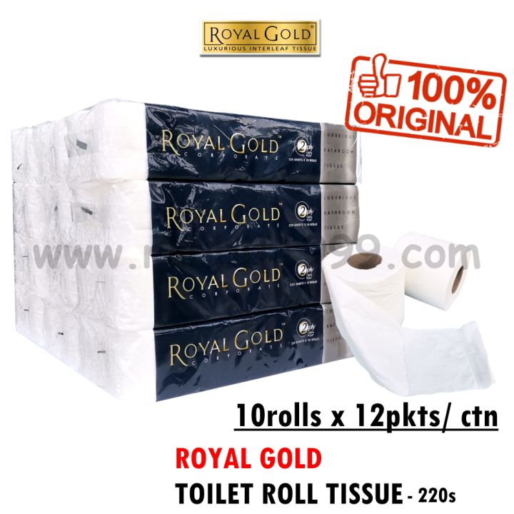ROYAL GOLD TOILET ROLL TISSUE - 220s (12pkt/ ctn) Pulp Paper 2ply - 120 ...