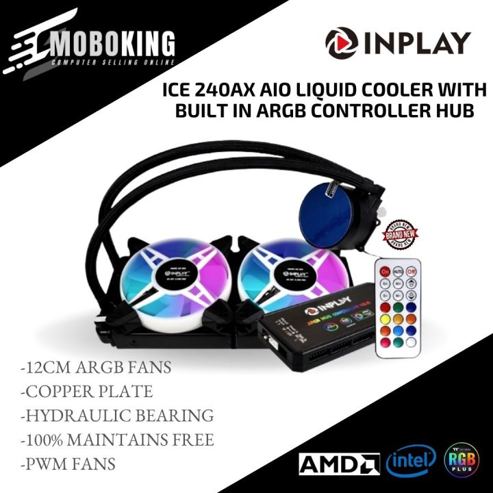 INPLAY ICE 240AX 320W AIO LIQUID COOLER FAN BUILD IN RGB CONTROLLER HUB ...