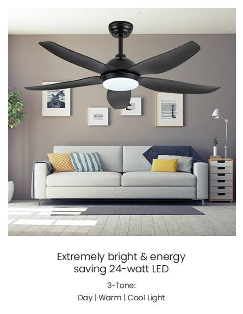 Fanco Galaxy 5 DC Motor Ceiling Fan with 3 Tone LED Light & Remote ...