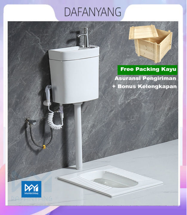 Kloset Jongkok Flush 1 Set Dengan Water tank Wastafel Keramik Model Terbaru | Toilet Jongkok ...