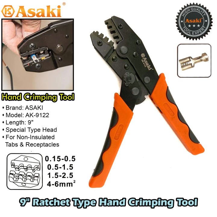 Asaki Japan 9" Ratchet Type Hand Crimping Tools For Electrical ...