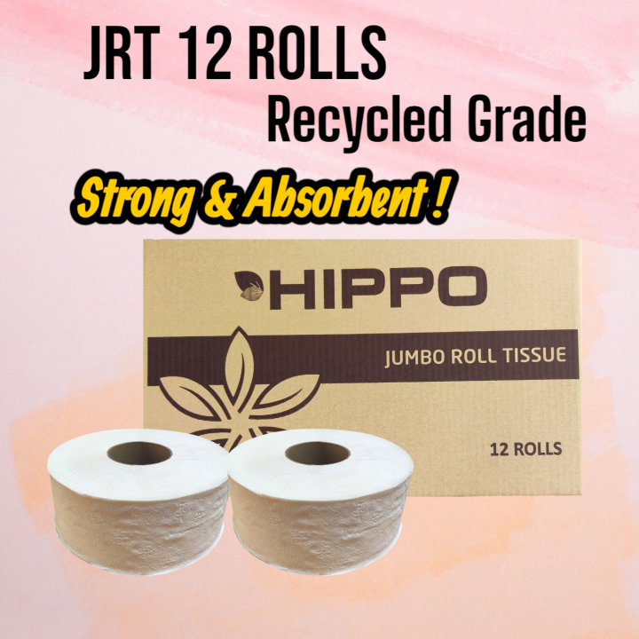 【Lowest JRT】Hippo Jumbo Roll Tissue JRT Recycled 12 Rolls 2 Ply Economy ...