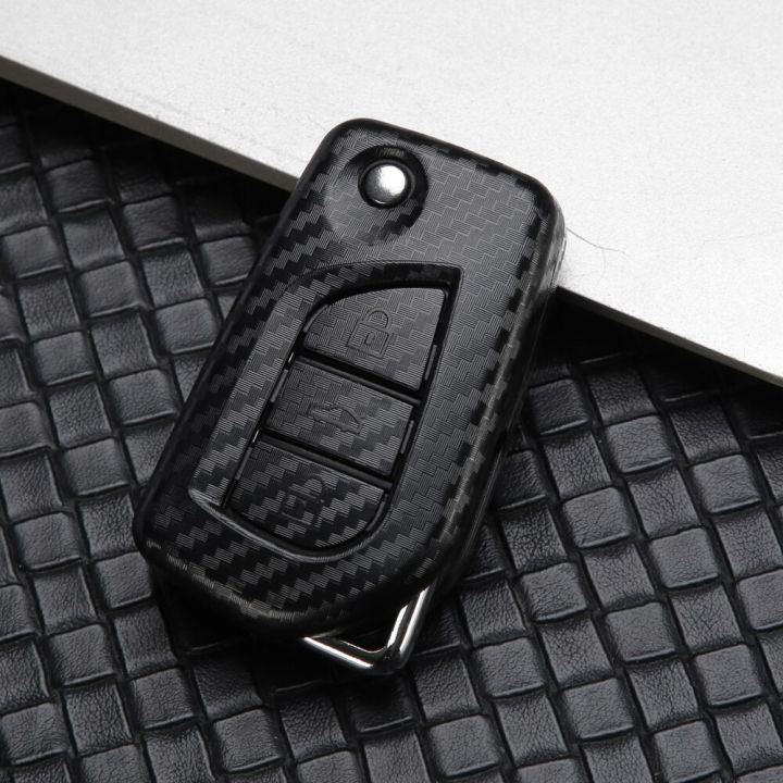 Carbon Fiber ABS Remote Car Key Holder Full Cover Case for Toyota Hilux ...