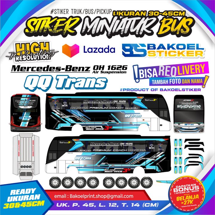 Stiker Miniatur Bus Pariwisata All Varian uk. 30-45cm | Lazada Indonesia