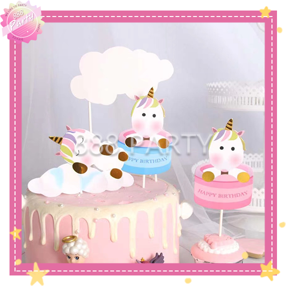 888party Happy Birthday Cake Topper Acrylic Letter Cake Flag Party