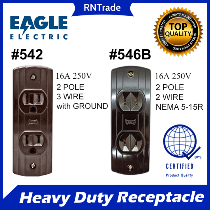 EAGLE ELECTRIC Heavy Duty Outlet Duplex Parallel Grounding Receptacle ...