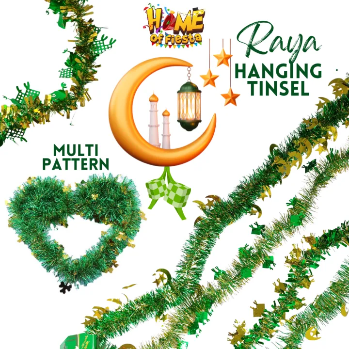 HOFS Raya Tinsel Ceiling Deco Banner Party Garland Hamper Raya Hiasan ...