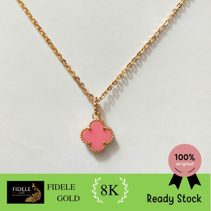 Liontin Vancleef Bunga Warna Pink Emas Asli Kadar Muda 375 | Lazada ...