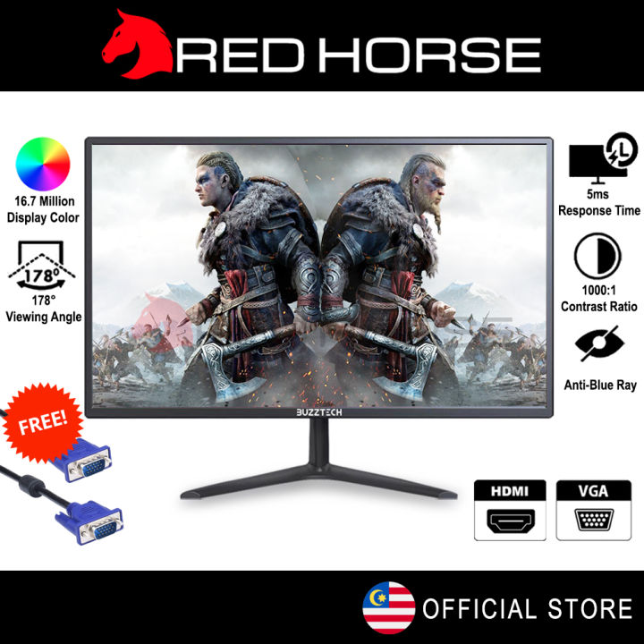RED HORSE 19” 23” Full HD LED Gaming Monitor PC Monitor Wide Angle Flat ...