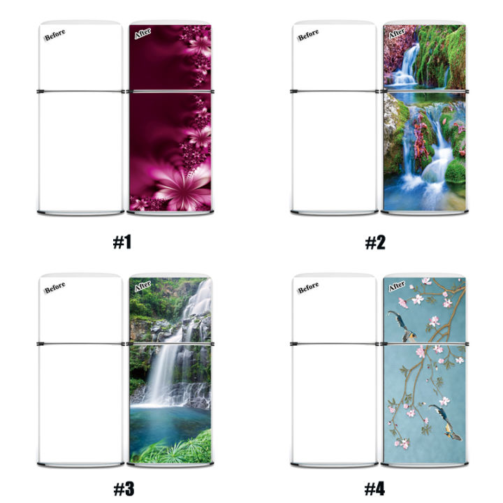 DIY Fridge Sticker Refrigerator Wrap Freezer Door Stickers Waterproof ...