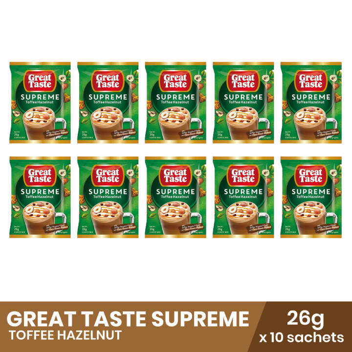 GREAT TASTE Supreme Toffee Hazelnut 26g x 10 sachets, breakfast item ...