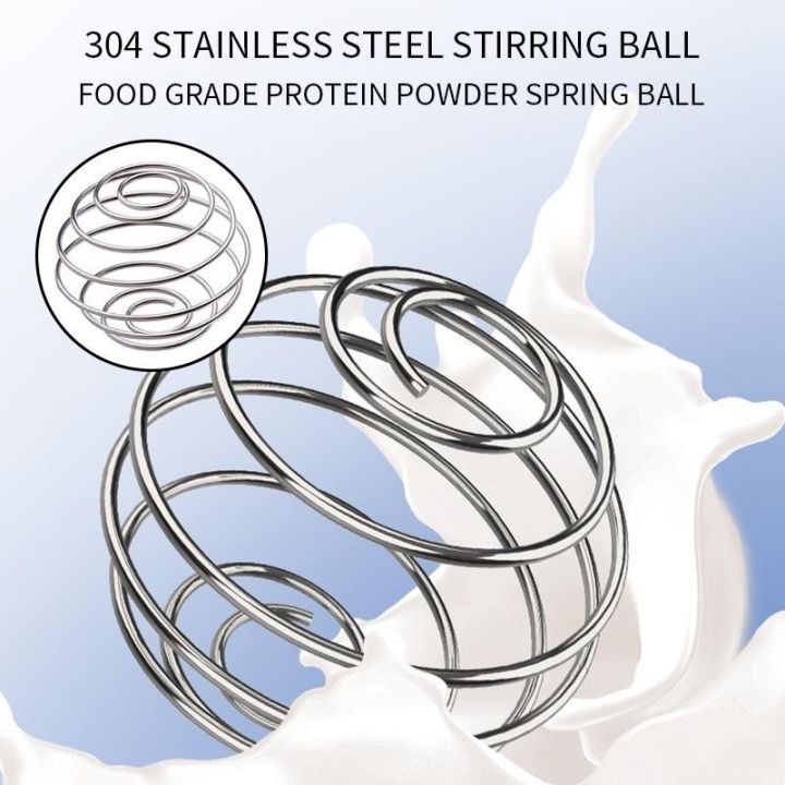 Stainless Steel Milkshake Protein Shaker Ball Wire Mixer Mixing Whisk ...