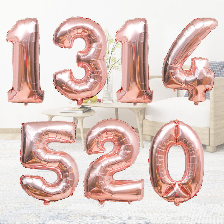 32 inch number balloon rose gold big foil balloons for birthday party ...