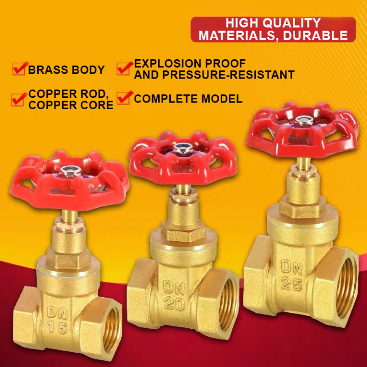 1PC Heavy Duty Brass Gate Valve (1/2, 3/4 & 1inches) Gate Valve Switch Household Engineering ...