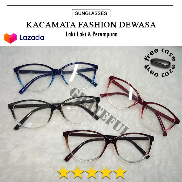GRATIS KOTAK - Kacamata Fashion Model Bingkai Mata Kucing Oval Lensa ...