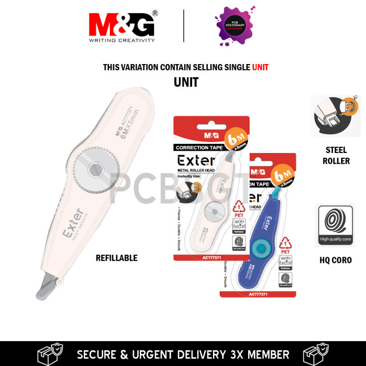 M&G Exter Metal Roller Correction Tape 5mm x 6m Refillable - (1's ...