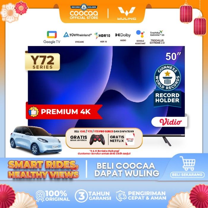 [Google TV] COOCAA 50 Inch Smart LED TV - Flicker Free -(COOCAA 50Y72 ...