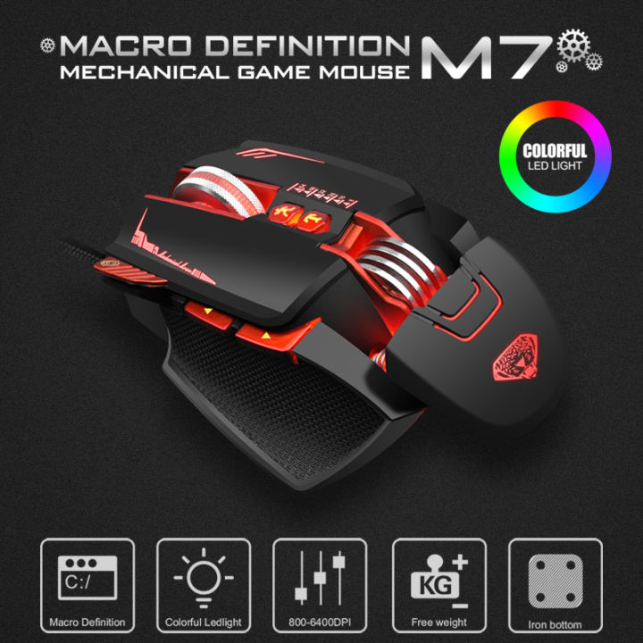 M7 Metal Water-cooled Mechanical Mouse RGB Light-emitting Gaming ...