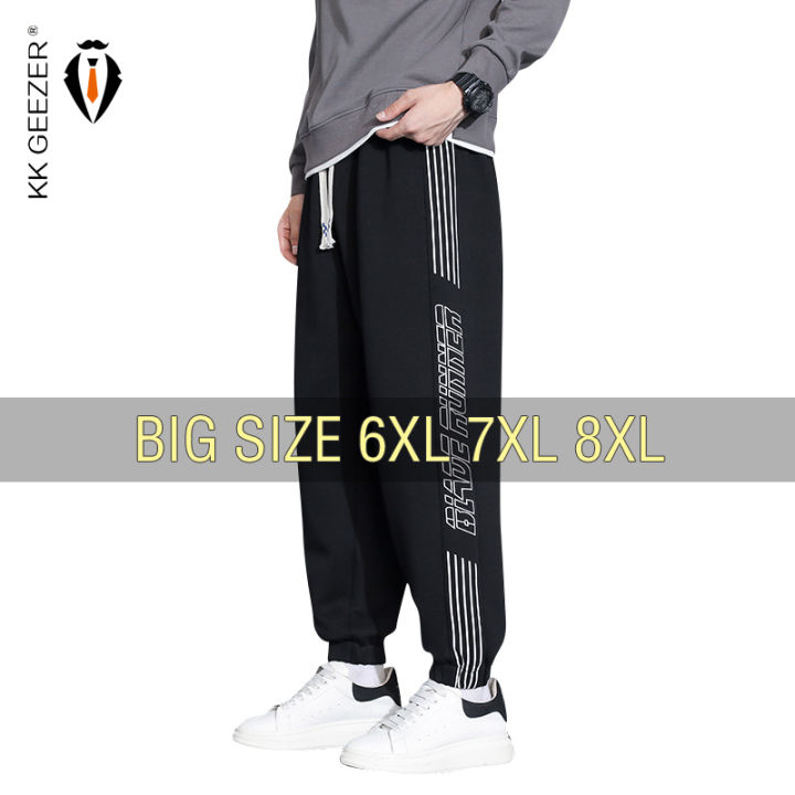 กางเกงผู้ชาย Jogger กางเกงผ้าฝ้ายขนาดบวก6XL 7XL 8XL สีดำ2022กางเกง Streetwear ฤดูใบไม้ผลิฤดูร้อน ...