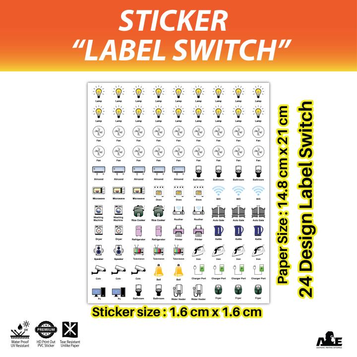 Electrical Switch Label | Pelekat Suis | Home Switch Sticker | Pelakat ...