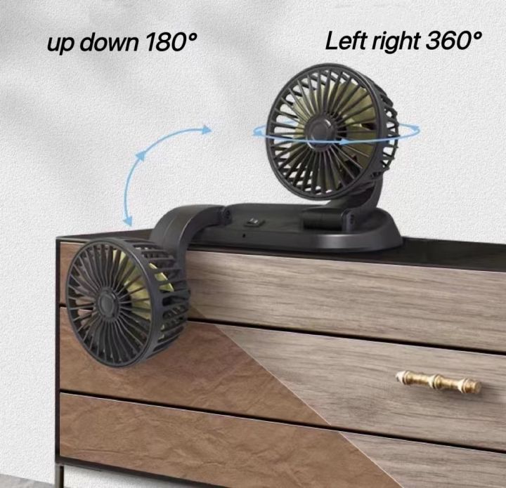 Car fan USB double head fan car truck air outlet fan strong cooling and ...